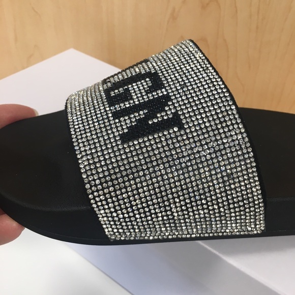 True Religion | Shoes | True Religion Black Rhinestone Slides | Poshmark